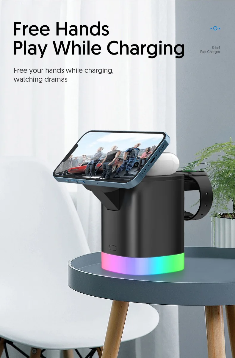 Magsafe Charger,3-in-1 Cube With Magsafe Wireless,15w Max Fast Charging ...