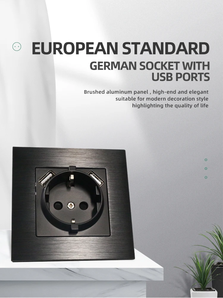 S Series Wall Mounted Germany Gold Plugs Sockets With Dual USB a Ports ...
