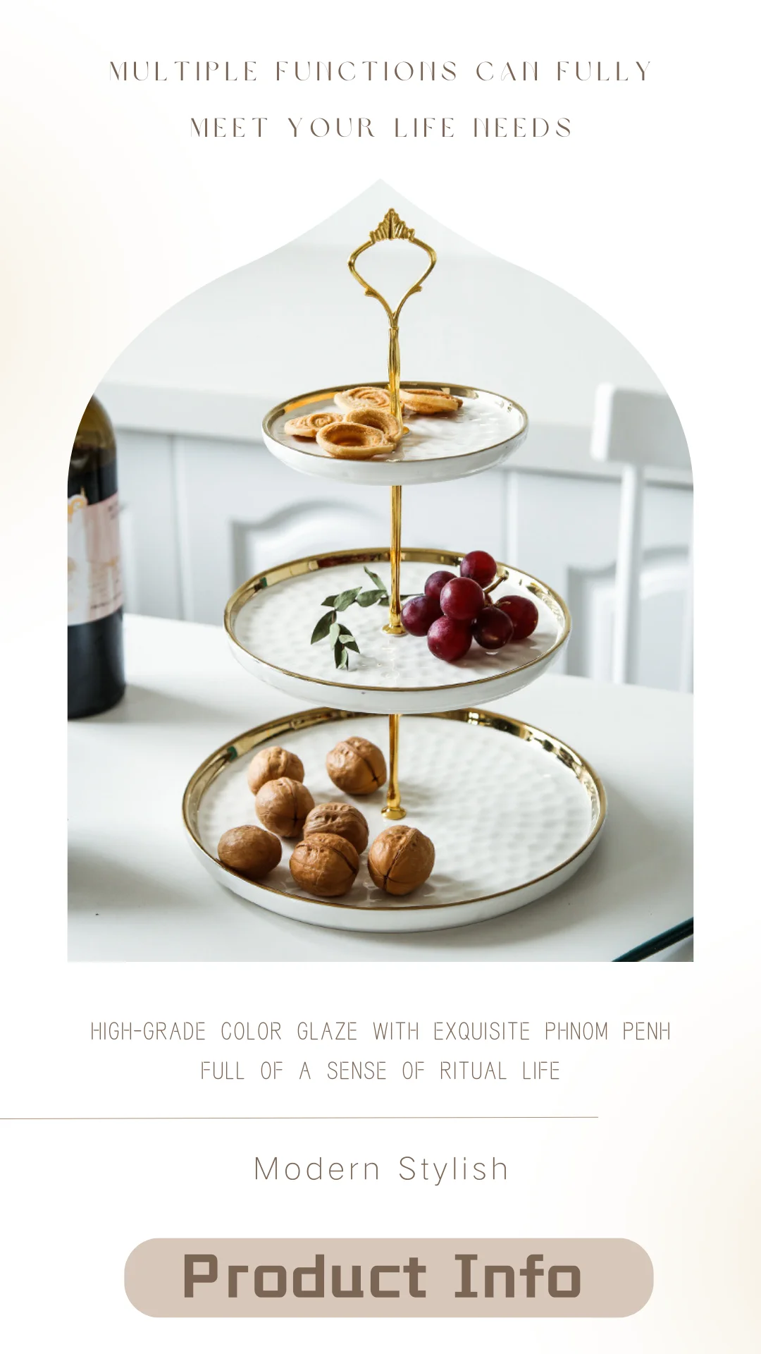 Modern Three-layer Ceramic Fruit Tray For Reception & Party Dessert ...