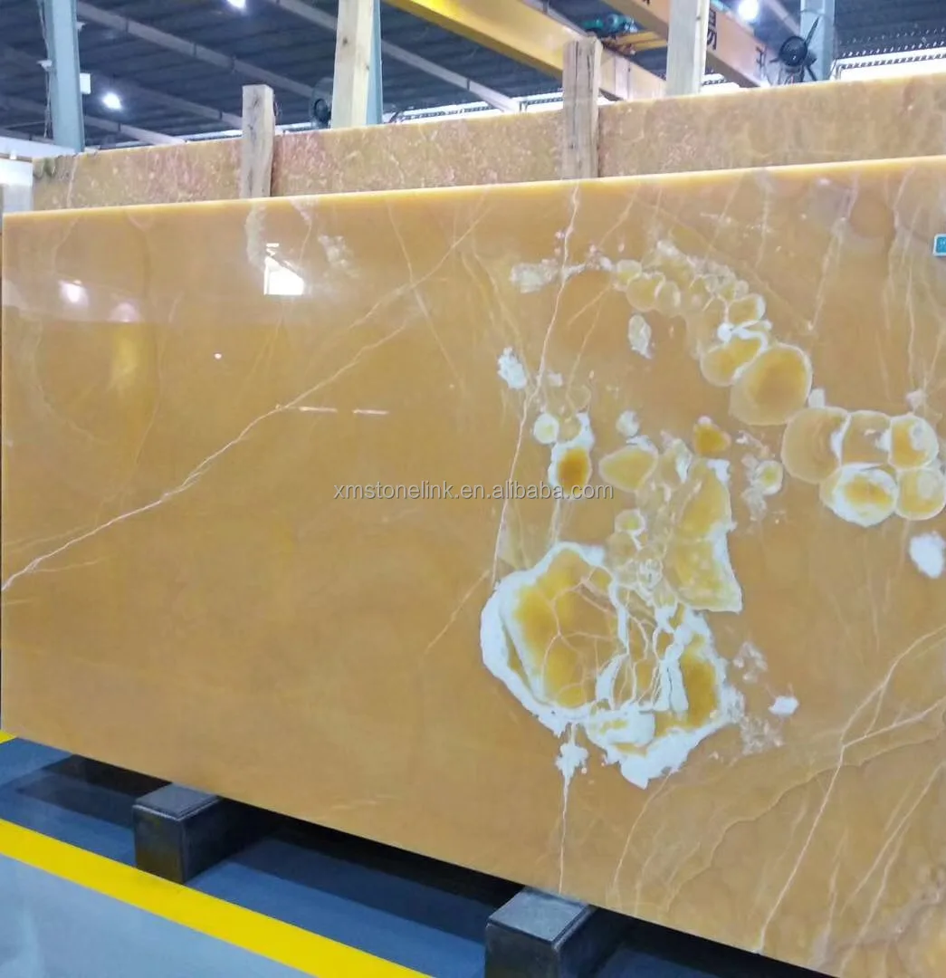 Luxury Yellow Onyx Translucent Blue Stone Onyx Slab Tiles
