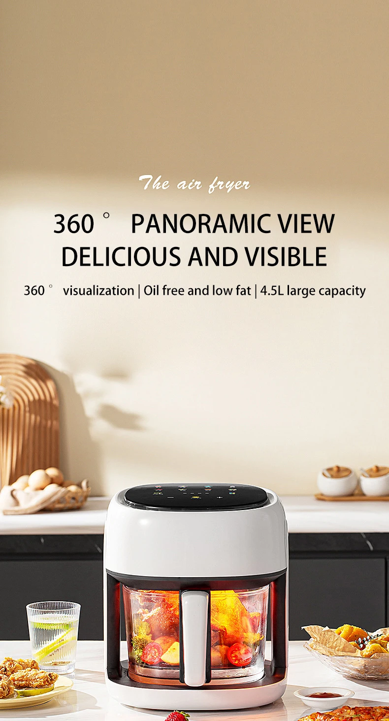New 4l Visual Glass Air Fryer Automatic French Fries Machine Multi ...