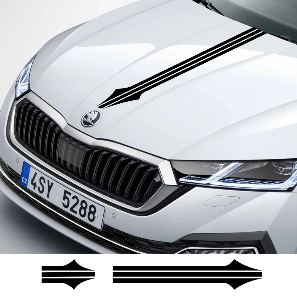 Car Wrap Back Sports Film Vinyl Hood Cover Bonnet Sticker For Skoda ...
