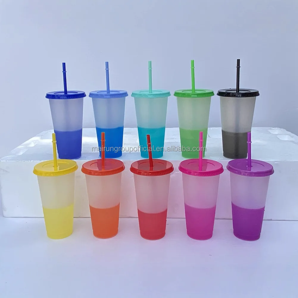 Custom Temperature Change Color Logo Cups 16oz 22oz Plastic Drinking ...