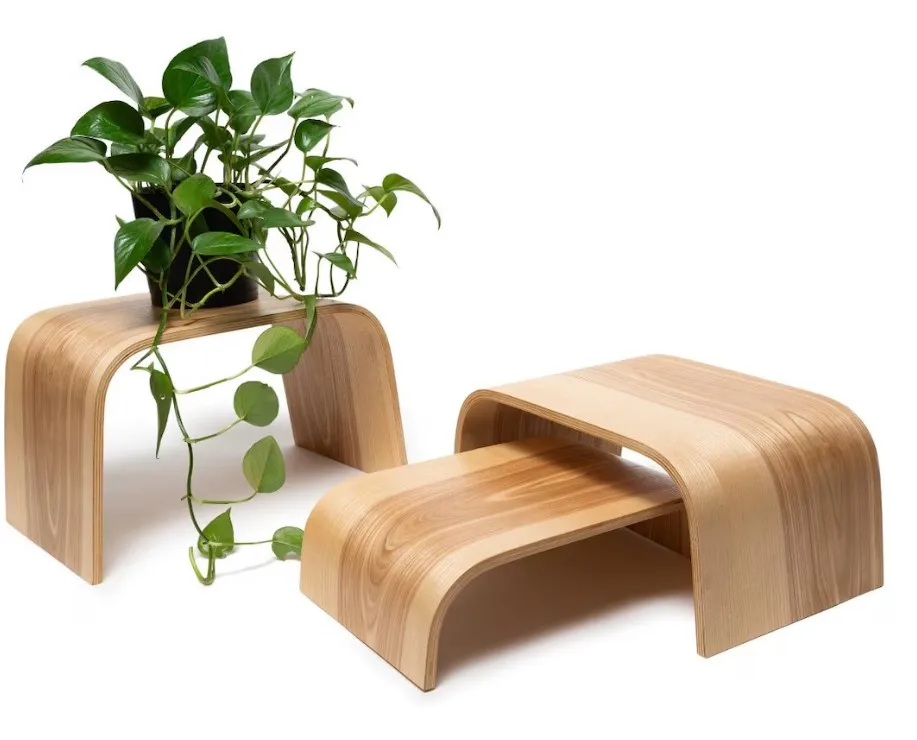 Wooden Stool Plant Riser - Elegant Flower Display Stand