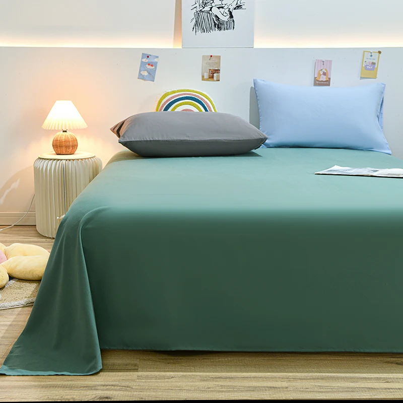 Hot Sale 100% Polyester Bed Sheets Washed Cotton Morandi Solid Color ...
