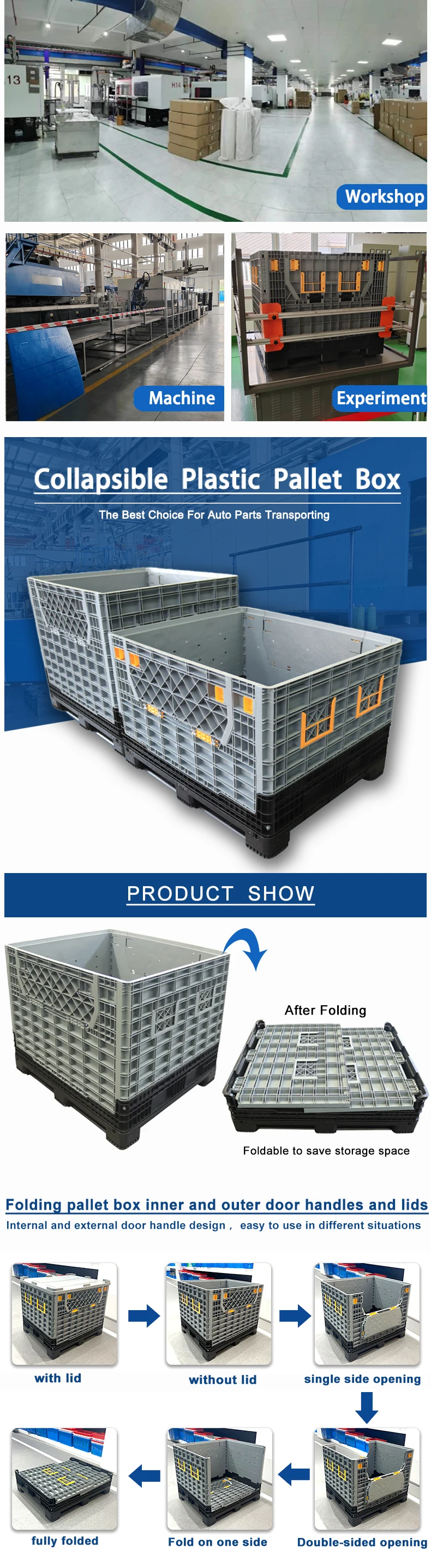 Folding Collapsible Pallet Box Large Foldable Plastic Pallet Container ...