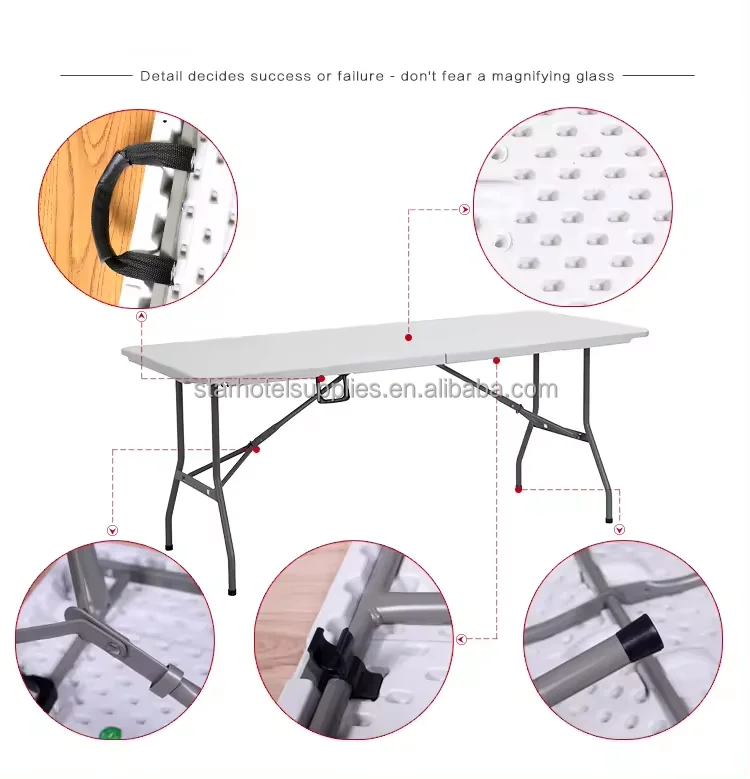 6' Folding Table Portable Plastic Indoor Outdoor Picnic Party Dining ...