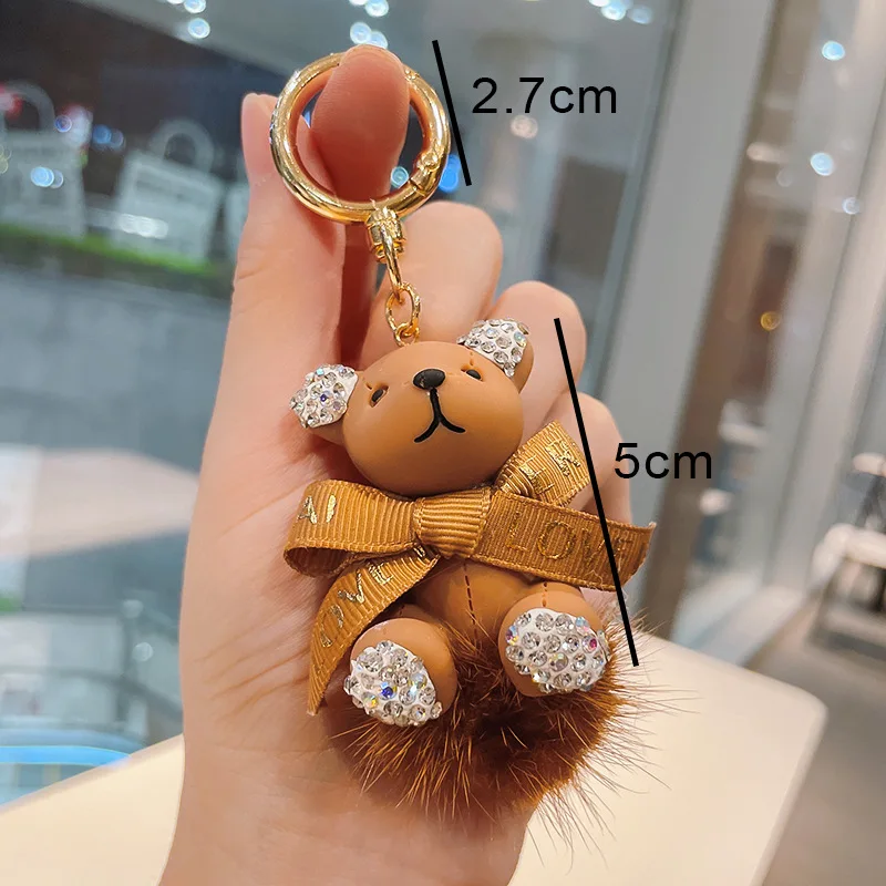 Cute Teddy Bear Keychain Bling Gift Kawaii Backpack Charms Couple ...