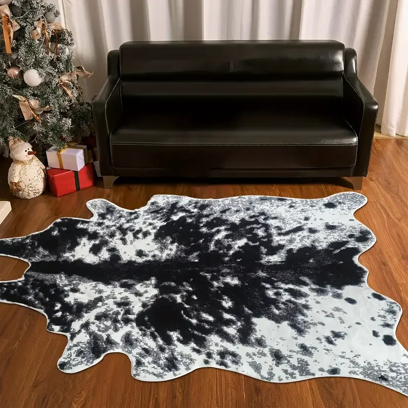 Black And White Cow Print Carpet Large Animal Hide Carpet Western Non ...