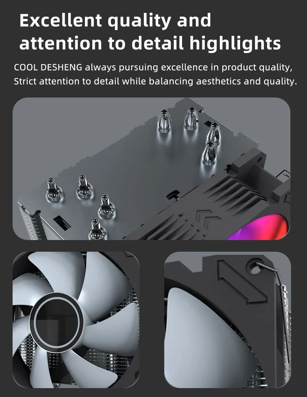 DS-1000 200W ARGB CPU Cooler 92mm Fan with Air Cooling for Intel ...