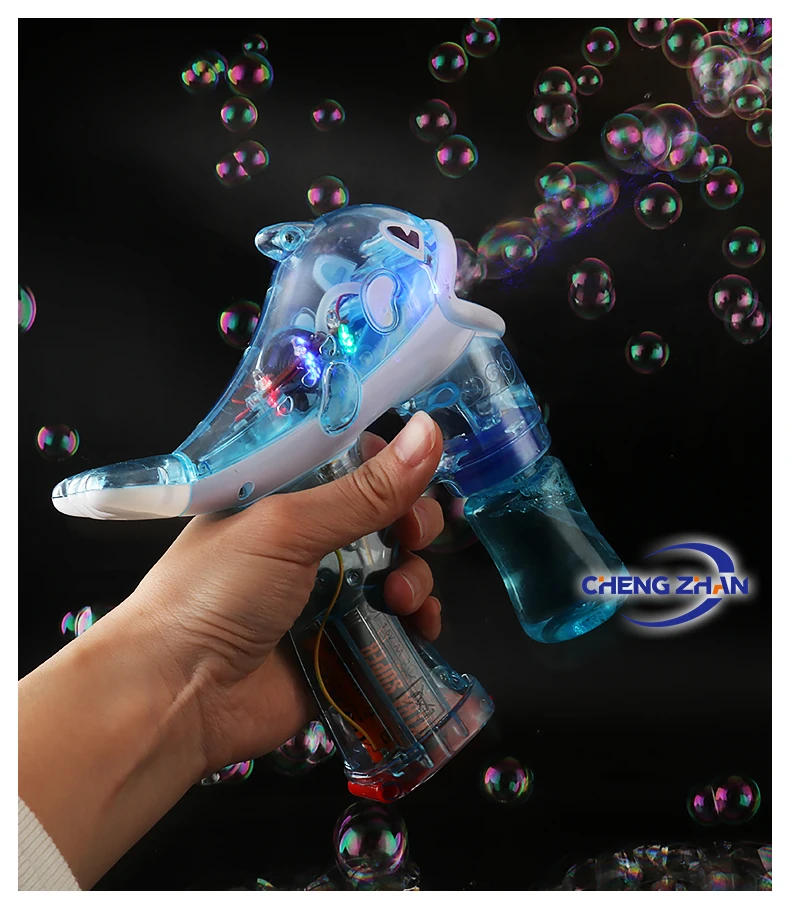Light Up Flashtransparent 4led Bubble Toy Blue Dolphin Bubble Gun ...