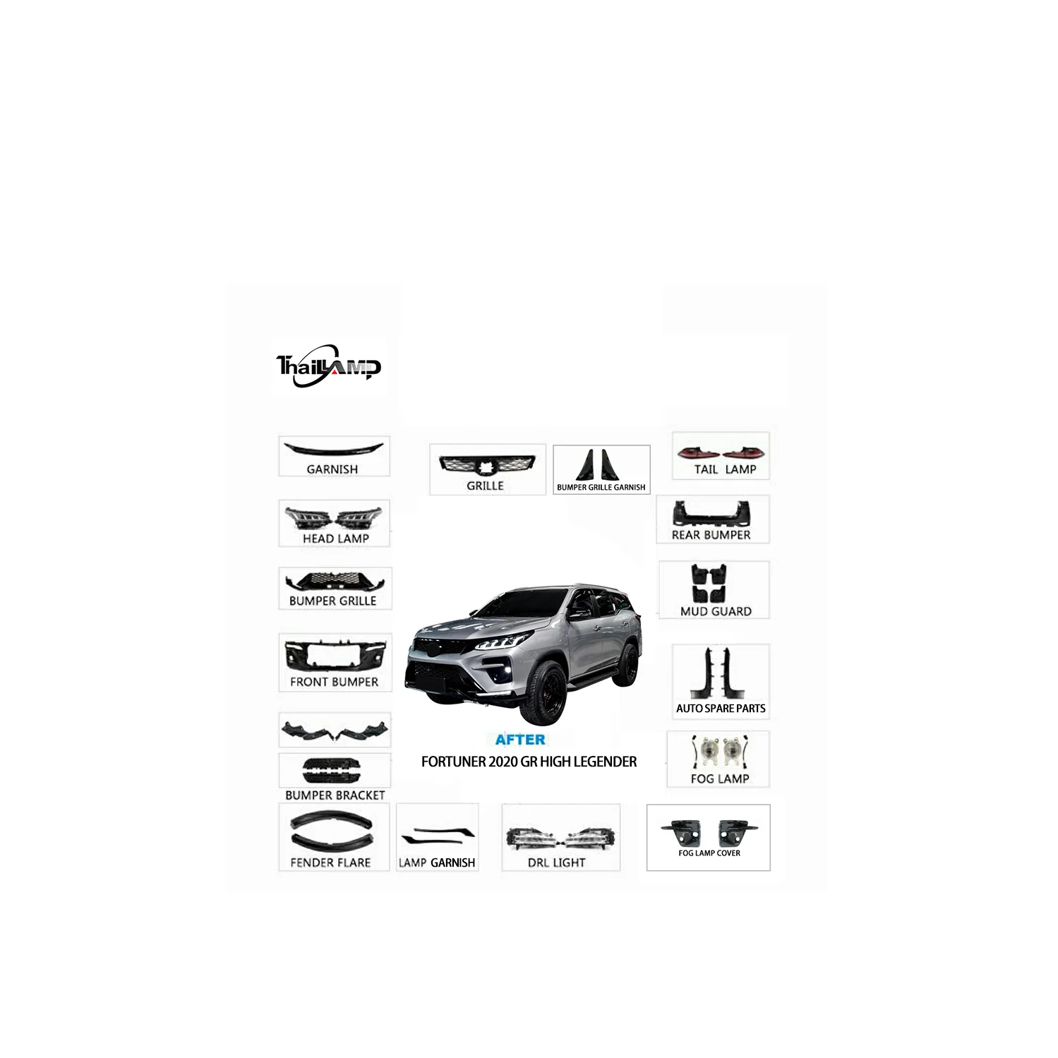 Factory Price Body Kit Front Bumper Rear Bumper For Fortuner 16-19 ...