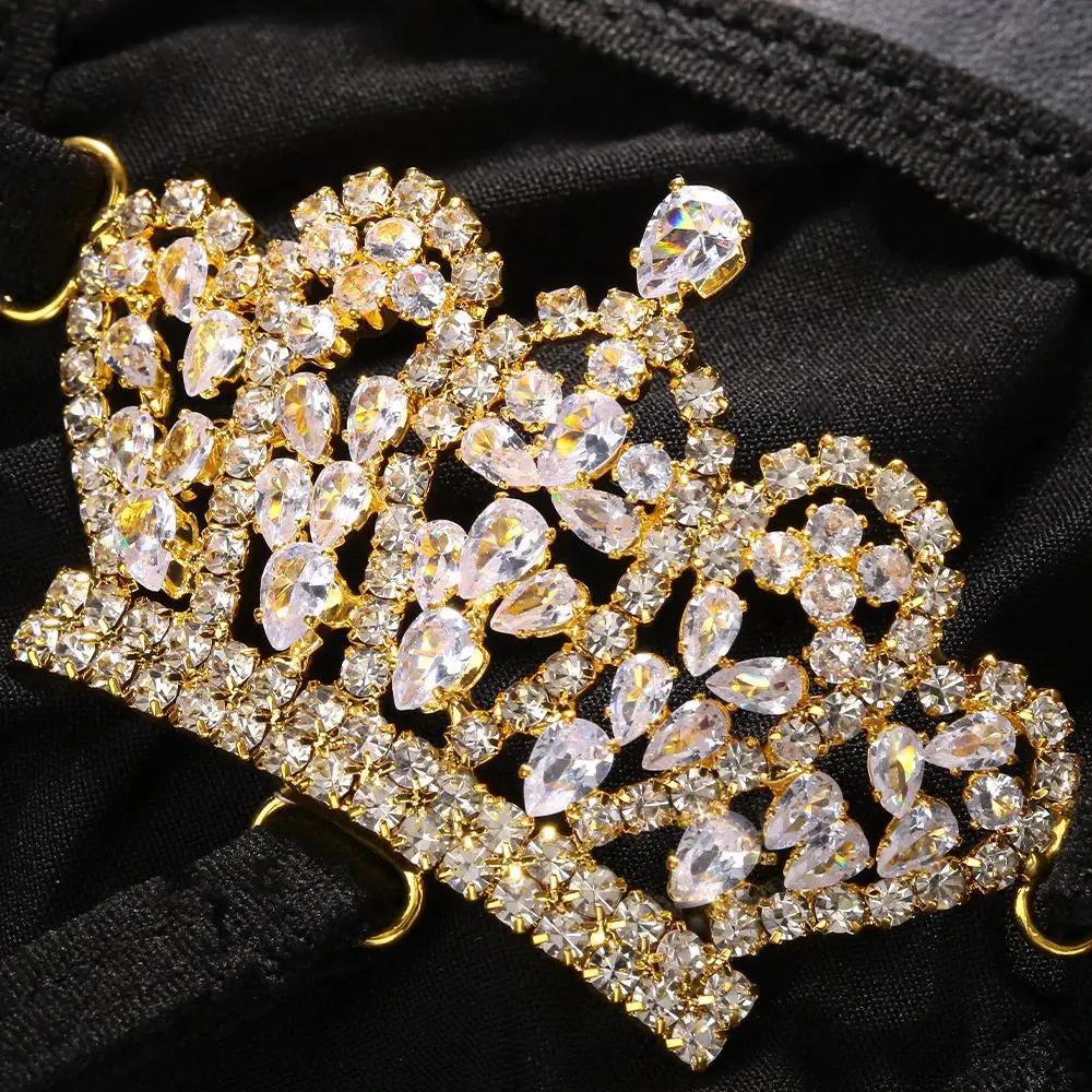 2023 Personalized Logo Rhinestone Crown Body Chain Sexy T-string Thong ...