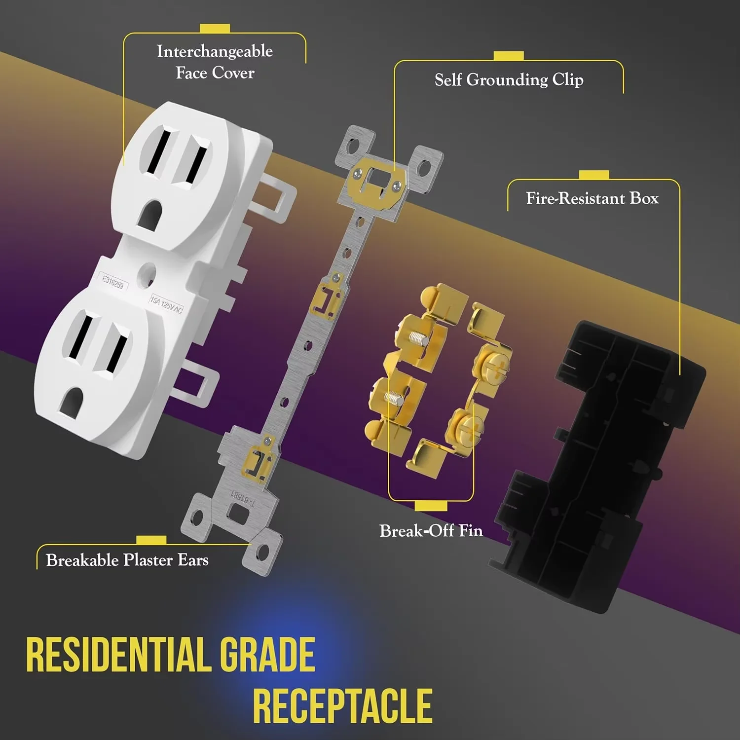 ENERLITES 10-Pack Residential Grade Duplex Receptacle Outlet 15A 125V ...