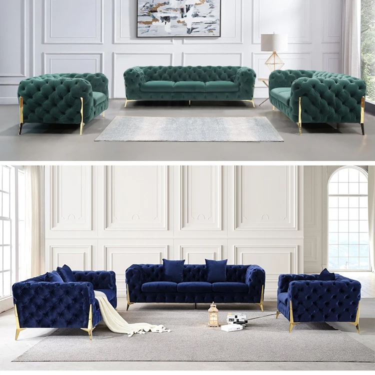 Chesterfield Design Royal Luxury Gold Foot Sofa Set