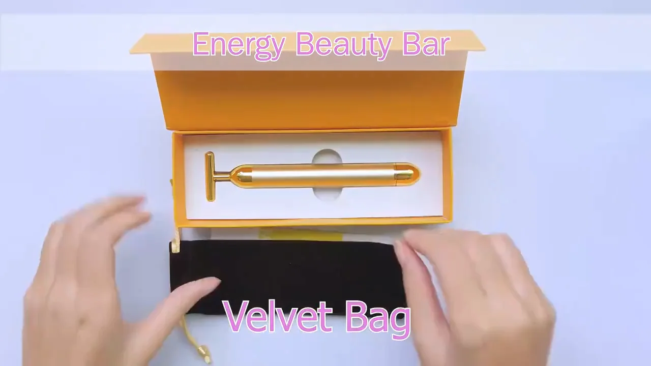 24k Gold Energy Beauty Bar Vibrating Facial Lifting Skin Care T Shape ...
