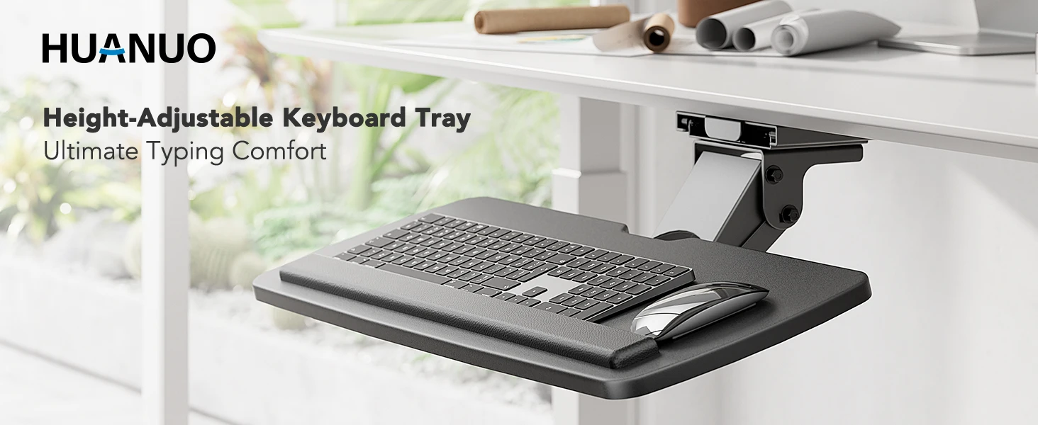 Huanuo Keyboard Tray Under Desk 360 Adjustable Ergonomic Sliding ...