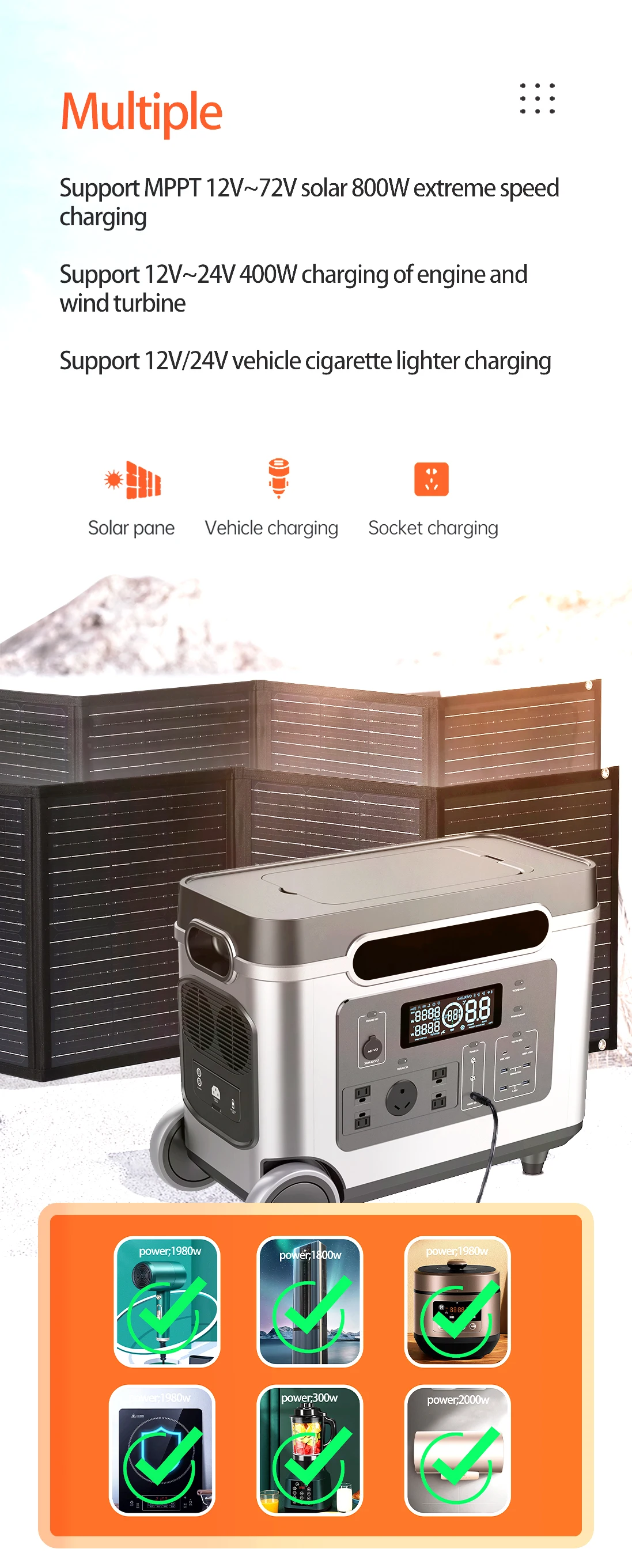 Emergency Power Station with Wheels - 2500w Backup Lithium Battery