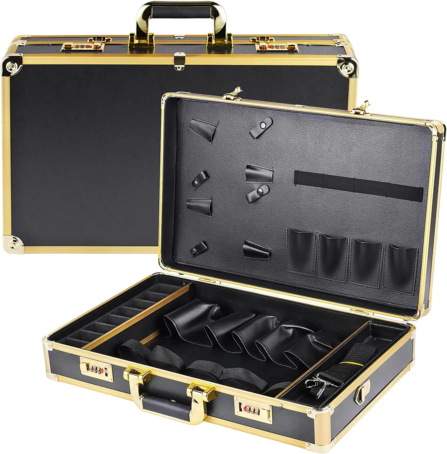 Gold Aluminum Barber Case Professional Stylist Tool Box Salon Hair ...