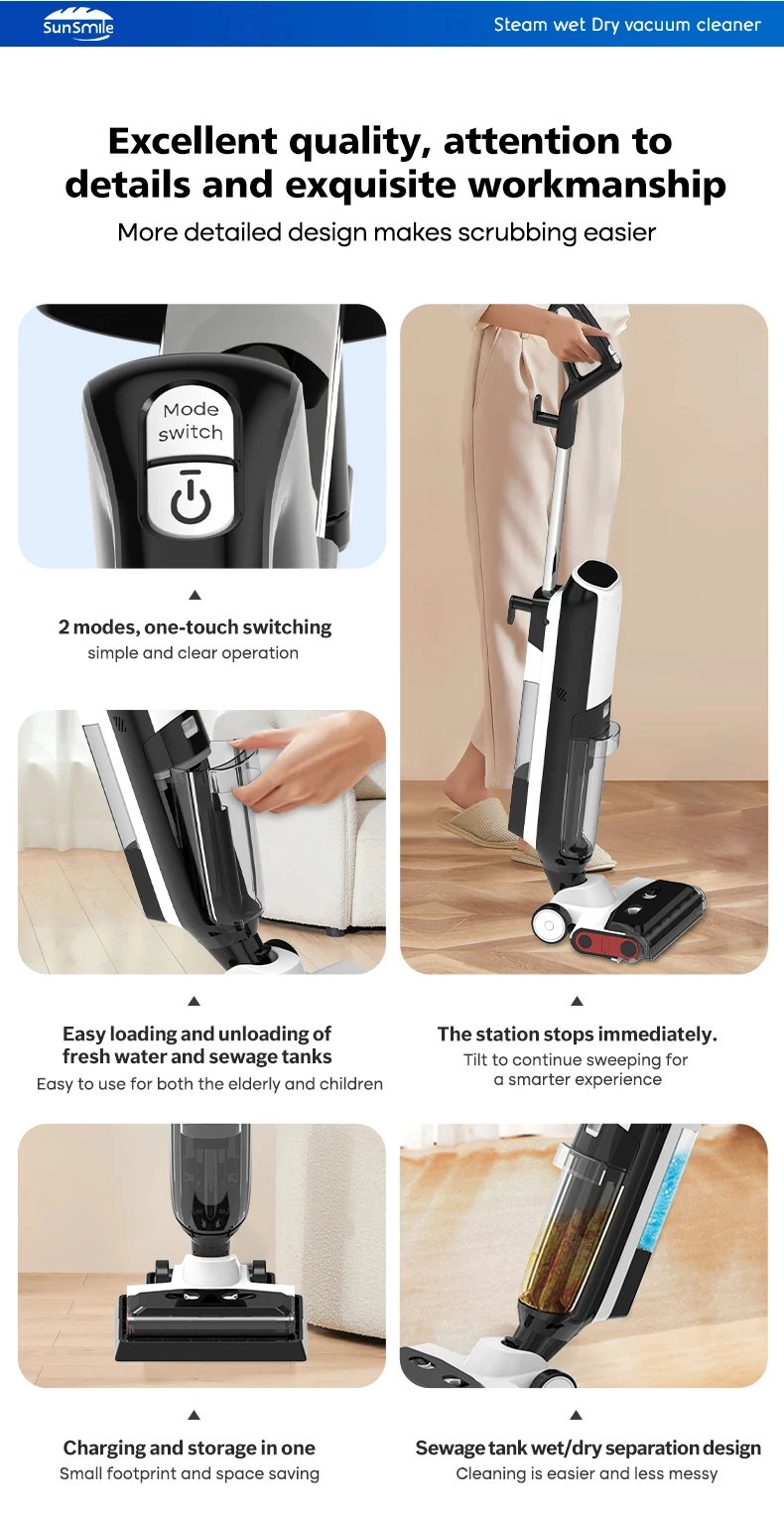 Steam Corded Wet Dry Vacuum Steam Mop All-in-One Floor Washer Factory ...