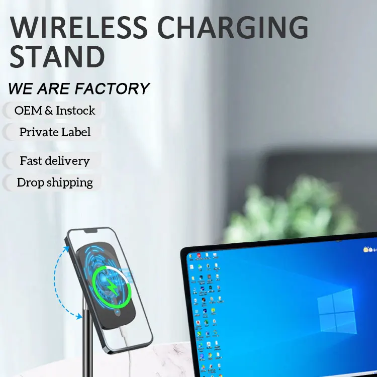 Abs Material Magnetic Wireless Charging Phone Stand Custom Table Phone ...