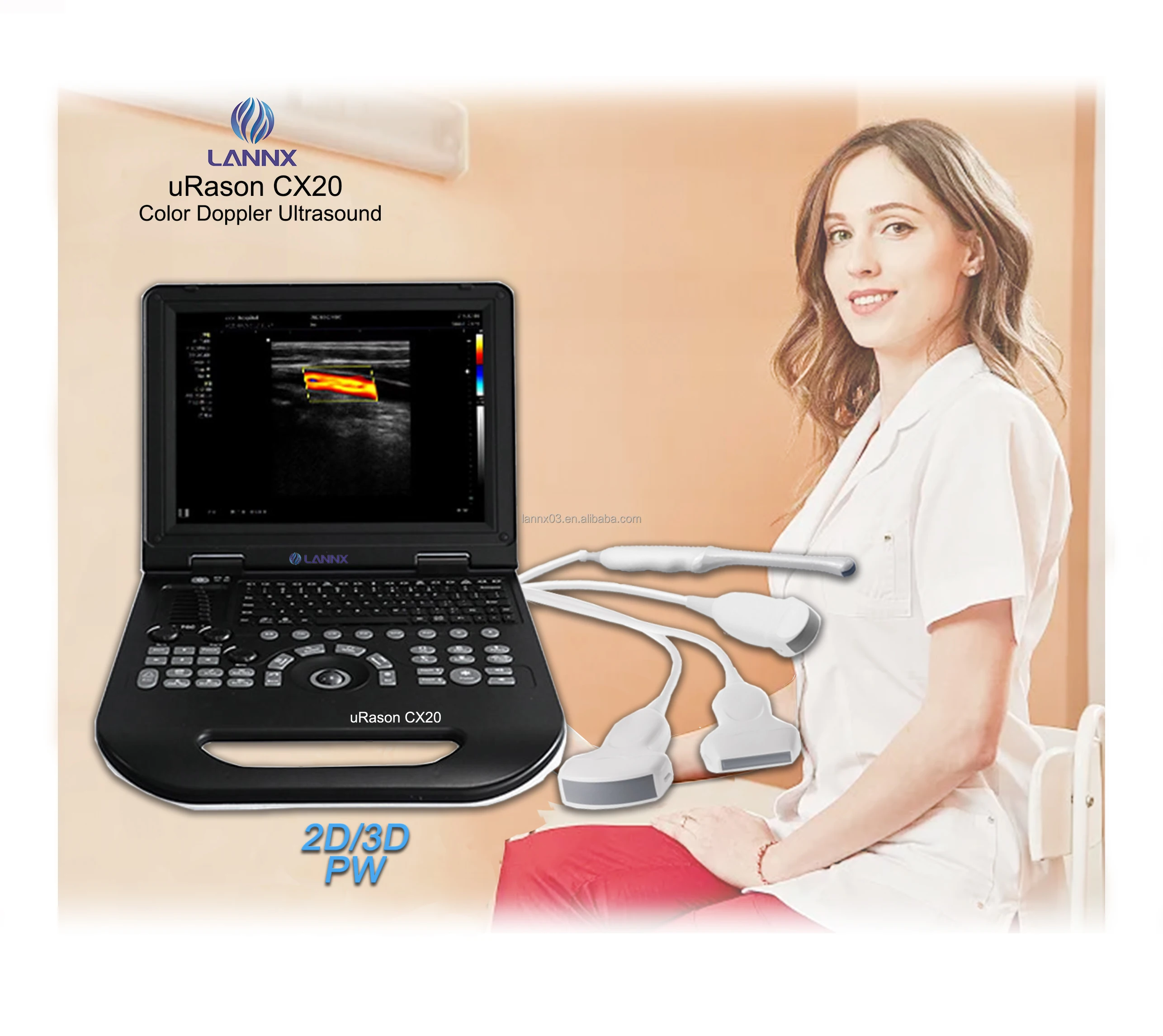 Lannx Urason Cx20 Hd Screen Laptop Digital Cardiology Ultrasound Medical 2d/3d Optional ...