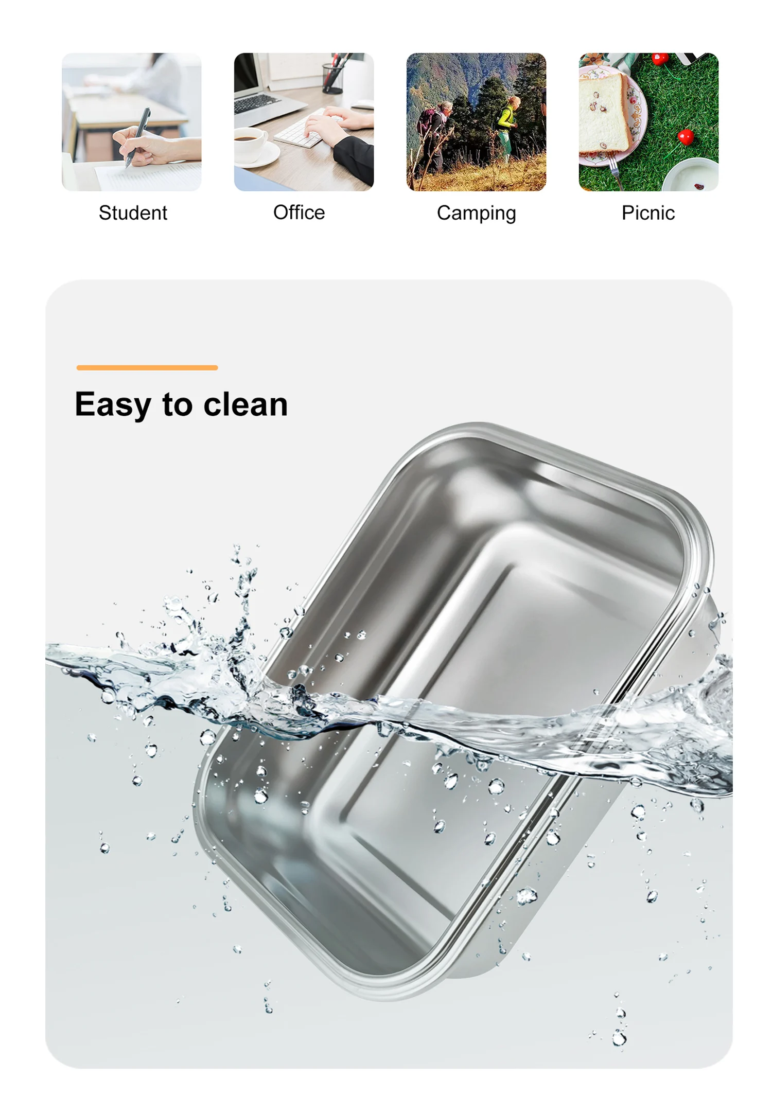 Leakproof Stainless Steel Lunch Boxes - Durable & Versatile