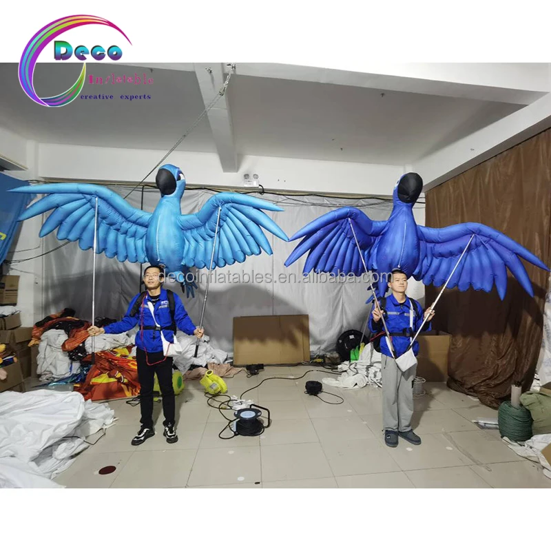 Custom Inflatable Bird Costume Walking Bule Inflatable Parrot Costume ...