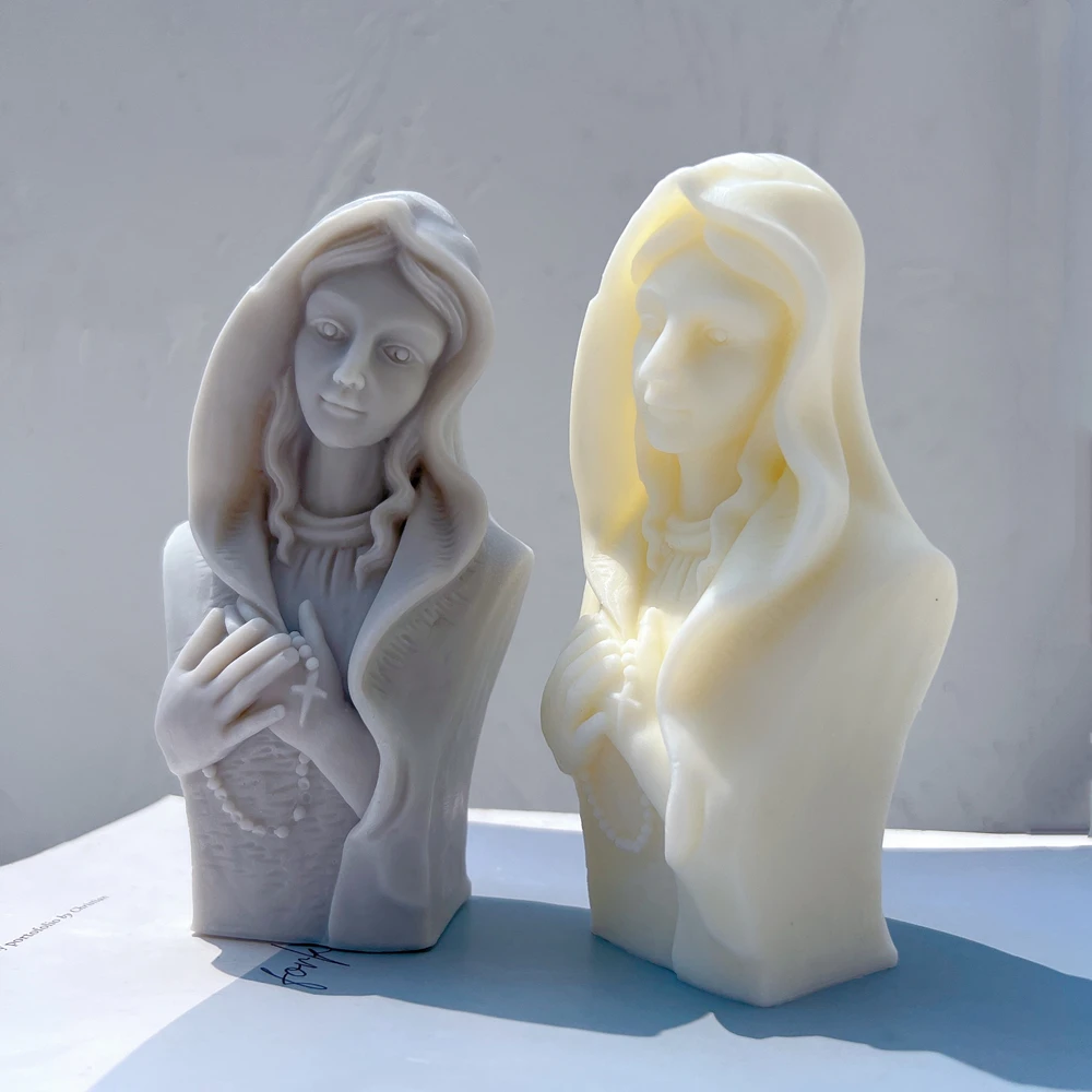 Virgin Mary Sculpture Silicone Mold Praying Virgin Mary Bust Soy Wax ...