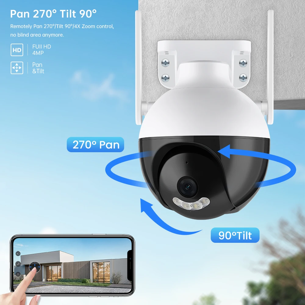 Home Security Outdoor Camera Wifi Wireless Auto Tracking 360 Pan Tilt ...
