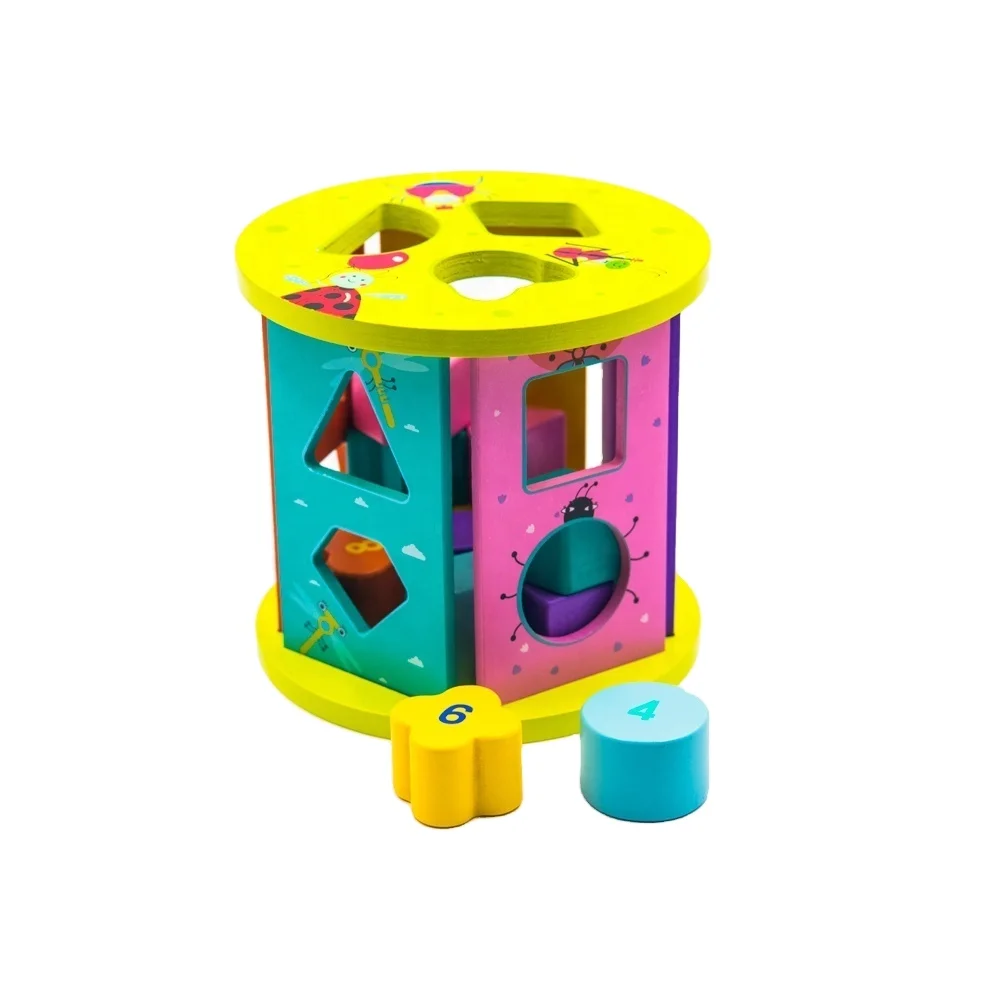 Custom Shape Sorter Puzzle Wooden Stacking Building Block Baby Learning ...