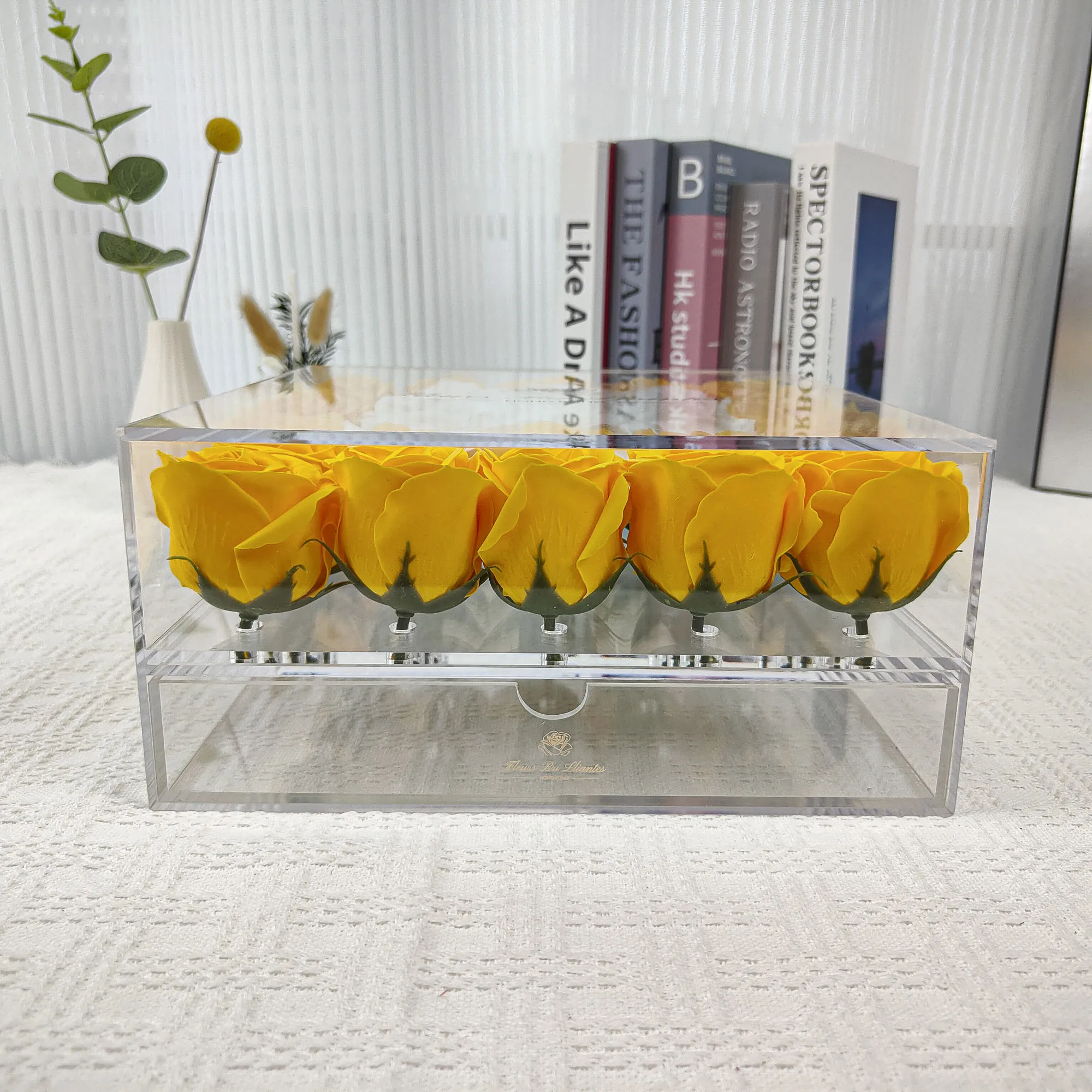 Wholesale Acrylic Rectangle Rose Eternal Flower Preserved Roses ...