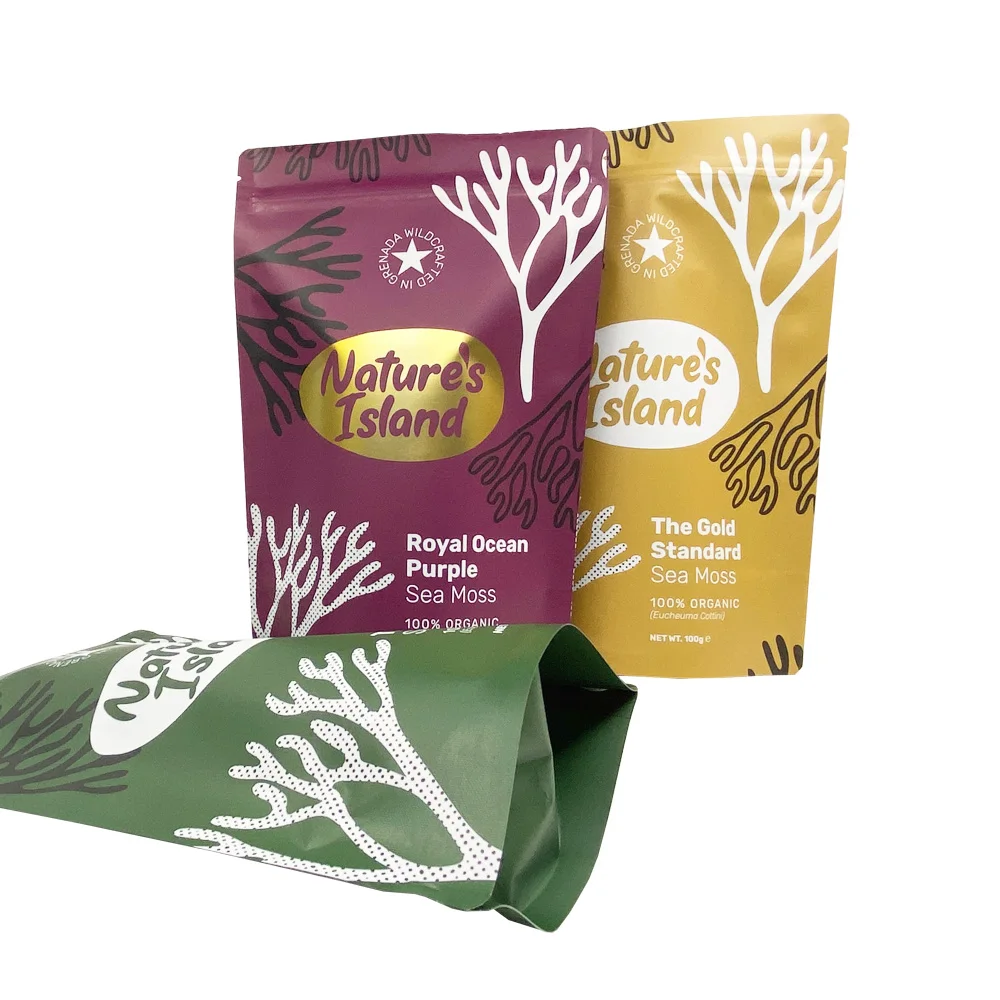 Custom Printed Matte Frosted Back Side Seal Food Packaging