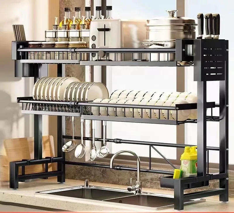 Kitchen Dish Rack 2 Tier Dish Drying Rack Cutlery Drainer Dish Drainer ...