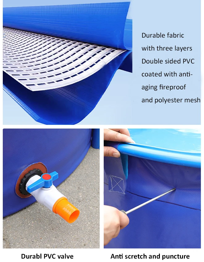 Outdoor Garden Collapsible Above Ground Round Foldable Swimming Pool ...