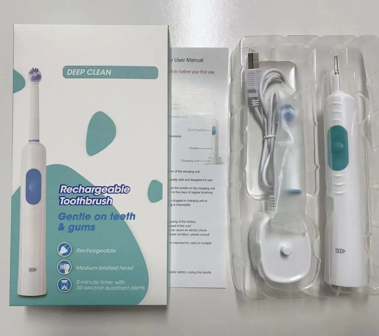 Oscillating Round Head Rotating Electrical Tooth Brush With4pcs Brush ...