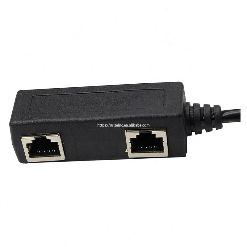 Rj45 Extension Divided Into Two Network Adapter Cable One Male 2 Busbar ...