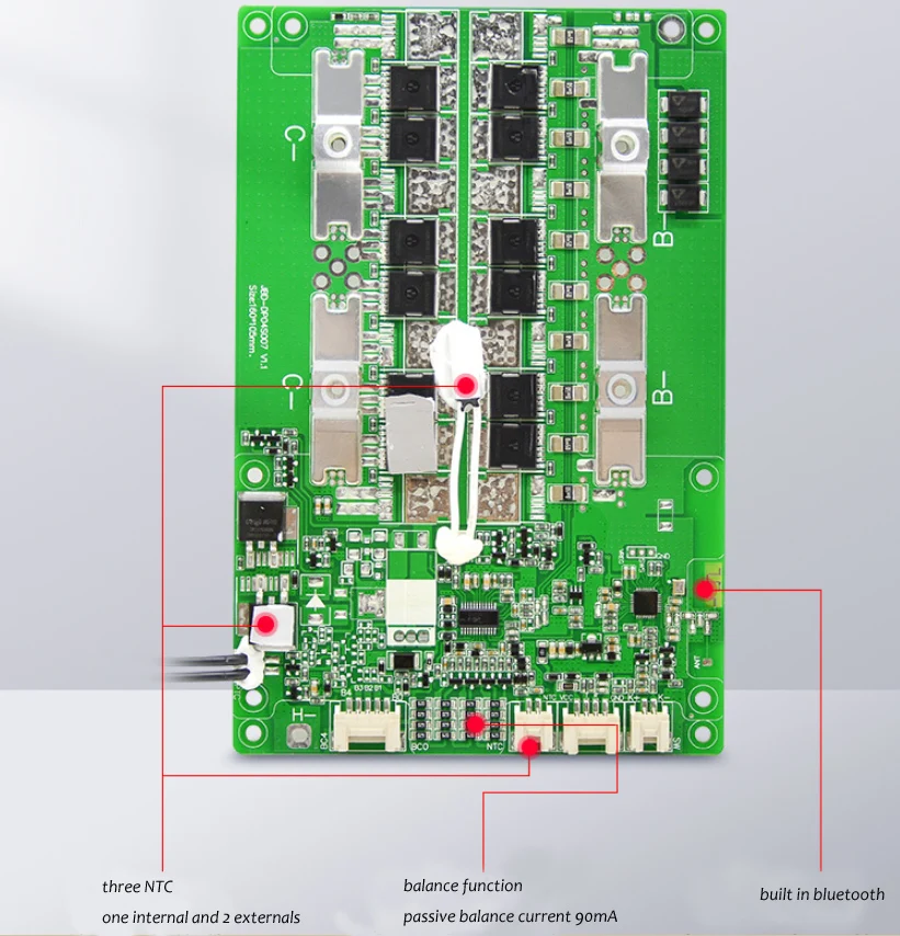 JBD-DP04S007 Battery Management System for 3S and 4S Lifepo4