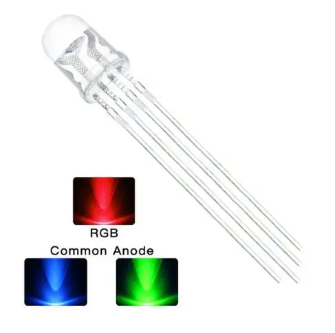 5mm Rgb Led Common Cathode 4pin Red Green Blue Led Round Tricolor Led ...