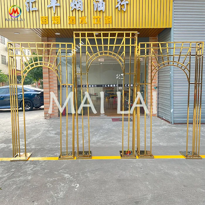 Shiny Gold Stainless Steel Backdrop Stand for Weddings