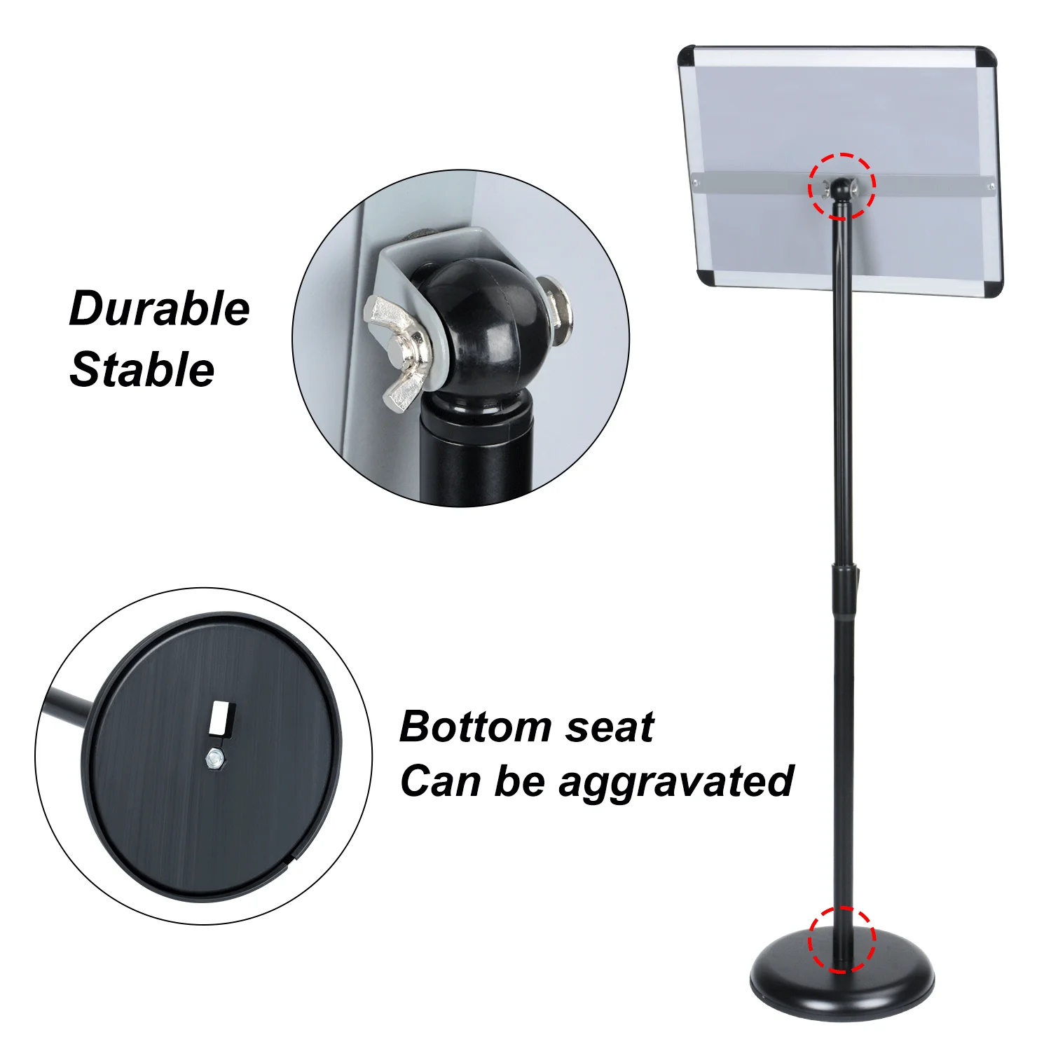 Adjustable Sign Holder Standing Floor Sign Stand for Restaurant School ...