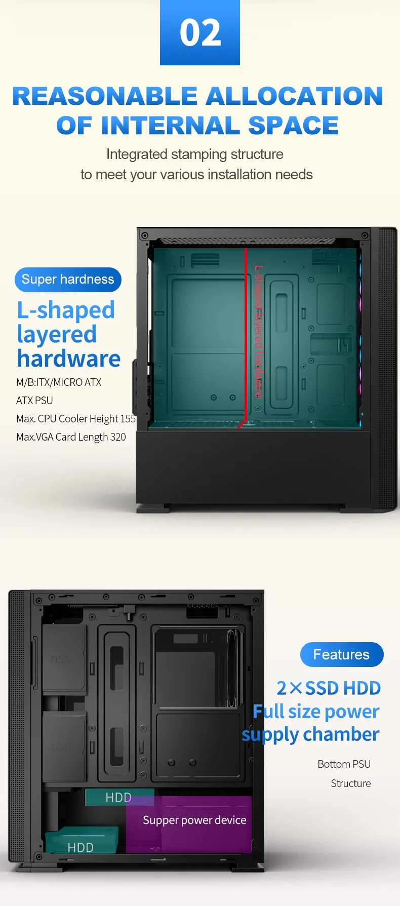 Soeyi Mid Tower Gaming Computer Micro Atx White/black/pink Oem Pc ...