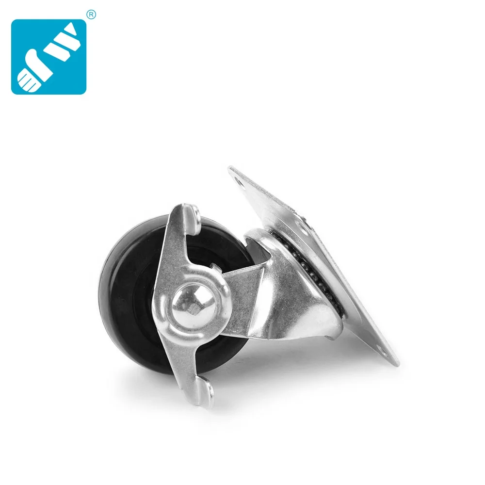 33mm Tread Width Black Rubber Furniture Wheel 3 Inch Swivel Plate Total ...