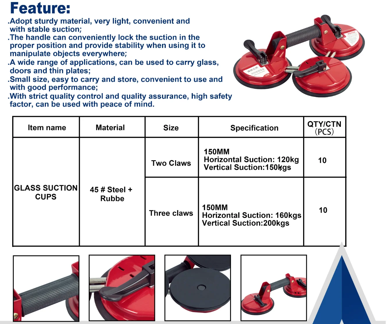 Manufacture Price Three-Jaw Manual Suction Cup Lifter for Floor Tiles ...