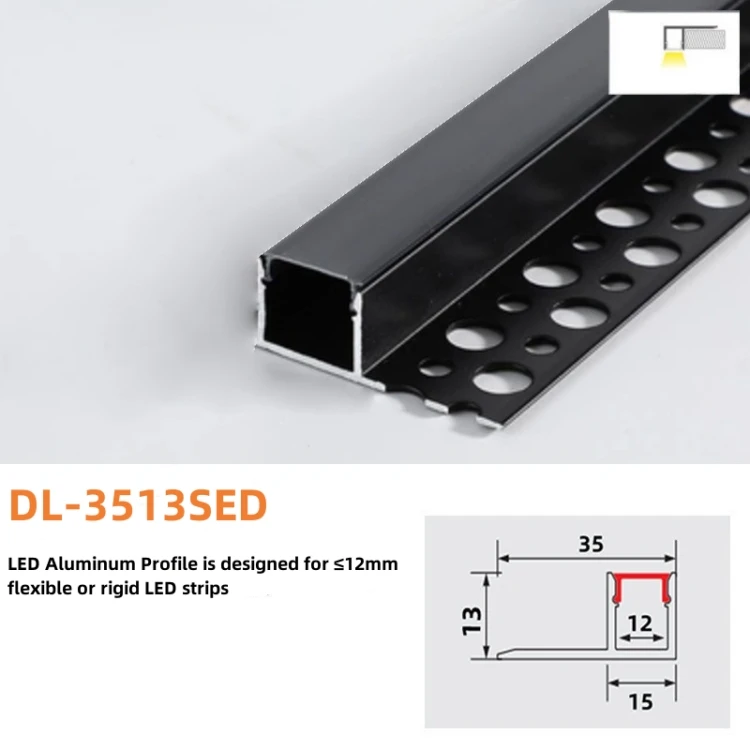 Recessed with Flange for LED Trimless 8-12mm Strip Slot Profile ...