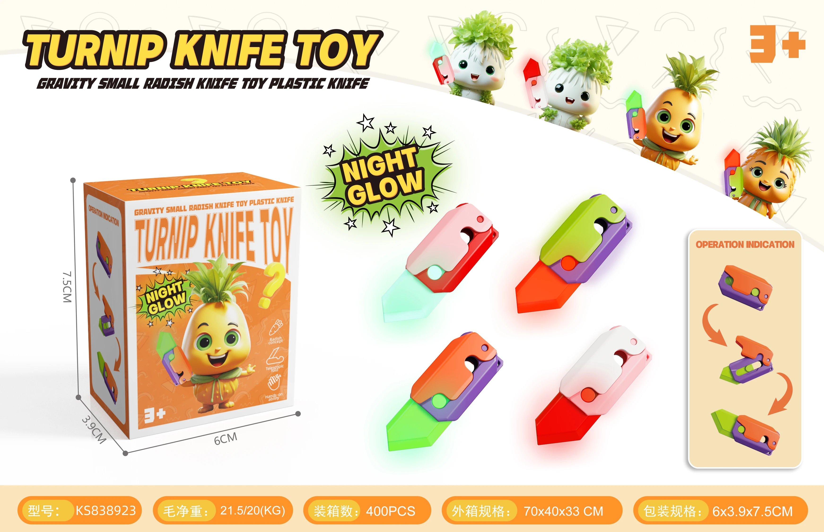 Ks 3d Printed Gravity Knife Fidget Toy Mini Radish Knife Decompresses ...