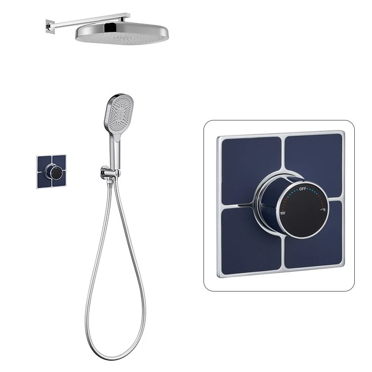 Hidden Concealed 2 Function Round Head Shower System Mixer Set for Bathroom