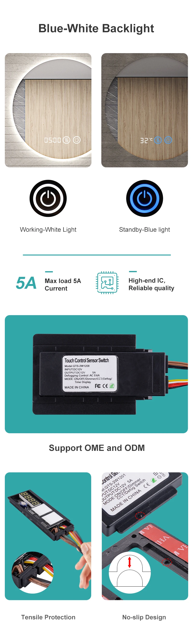 Brand New High Quality Output 12v 5a Led Light Mirror Touch Sensor ...