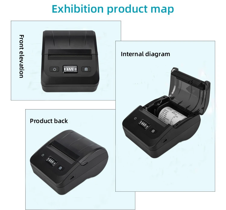 Black Small Size Supermarket Restaurant Ticket Printing Bluetooth Pos ...