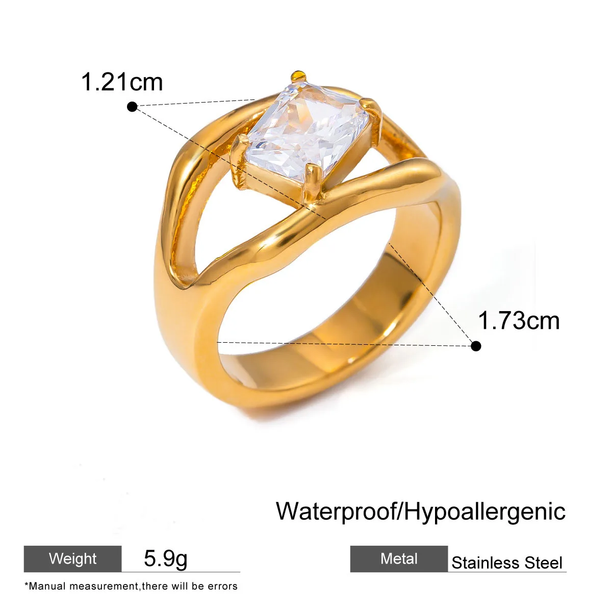 ERESI NON Tarnish New Arrival Shiny Cubic Zircon Finger Ring Waterproof ...